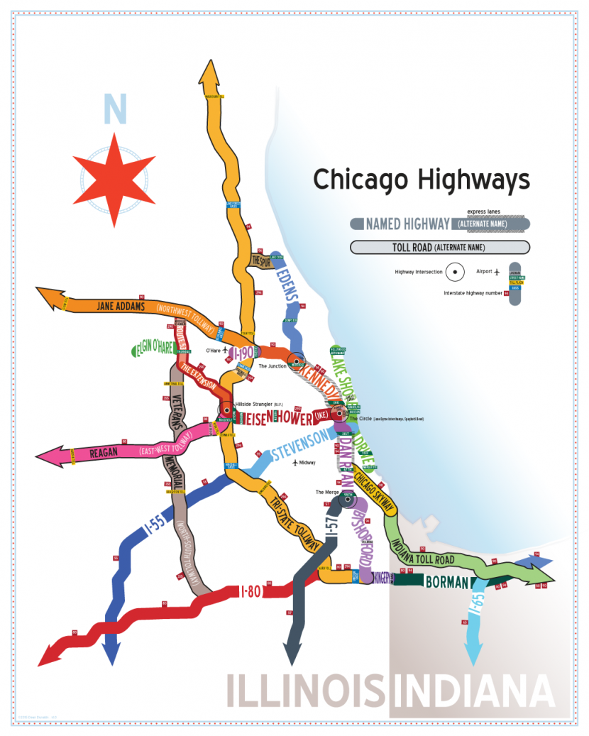 Chicago Highway Names Map – Dean Dunakin